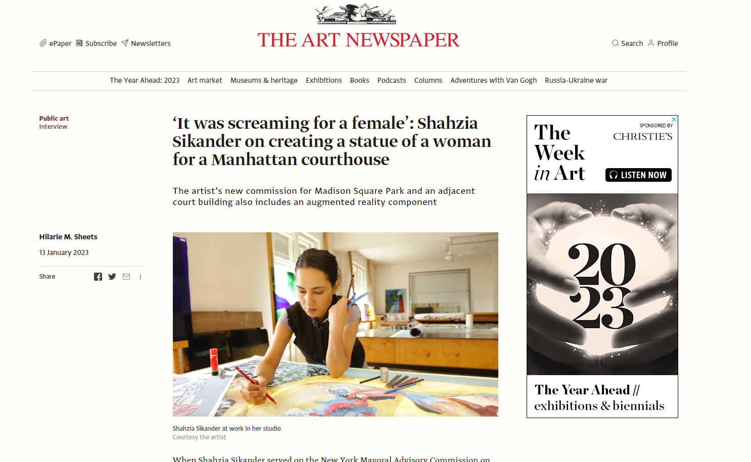 ‘It was screaming for a female’: Shahzia Sikander on creating a statue ...