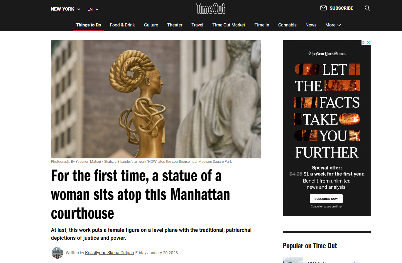 For the first time, a statue of a woman sits atop this Manhattan ...